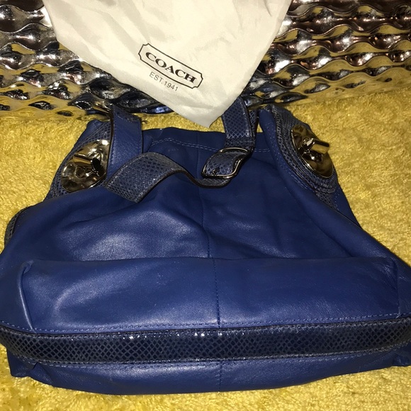 Coach | Bags | Coach Blue Leather Shoulder Bag | Poshmark